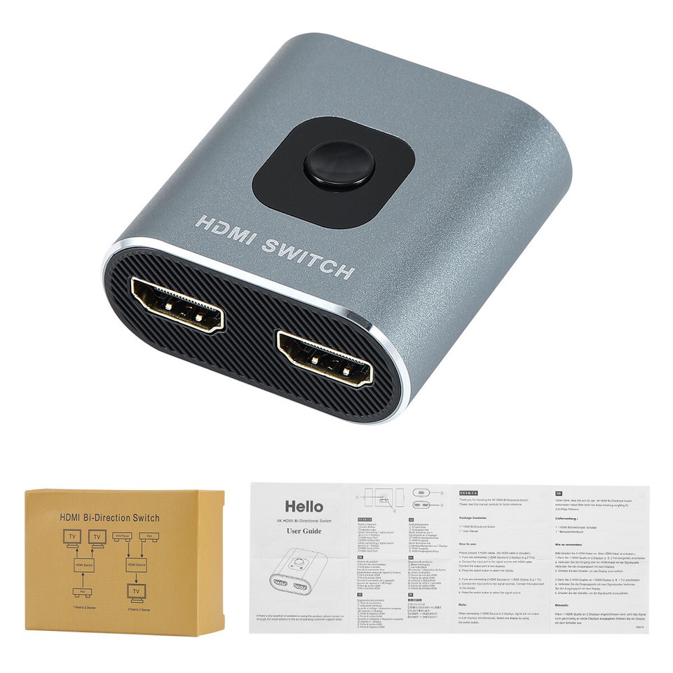 Bi-Directional HDMI Switcher 2 in 1 Out HDMI Splitter 1 in 2 Out HDMI ...
