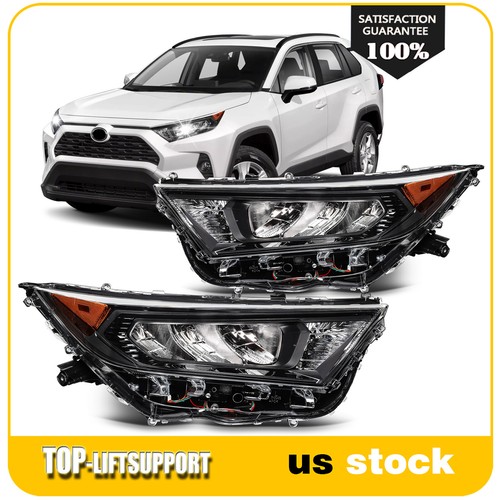 [LED DRL Type] Pair Headlights Assembly For 2019-2021 Toyota RAV4 Black ...
