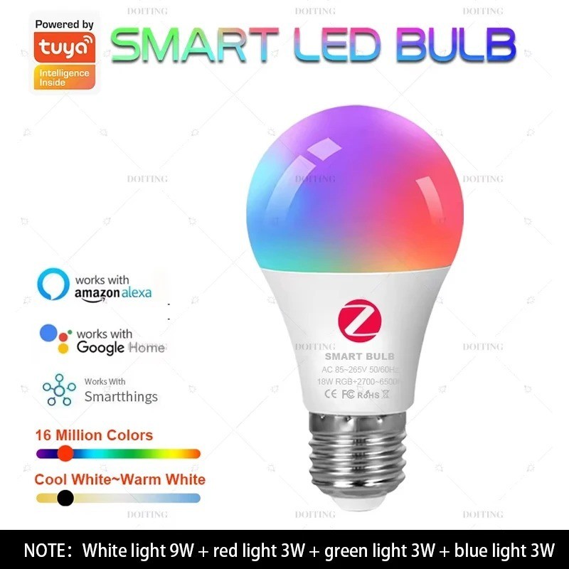 Zigbee 3.0 Smart Led Bulb E27 B22 Lamps RGBCW Works with Alexa Echo ...