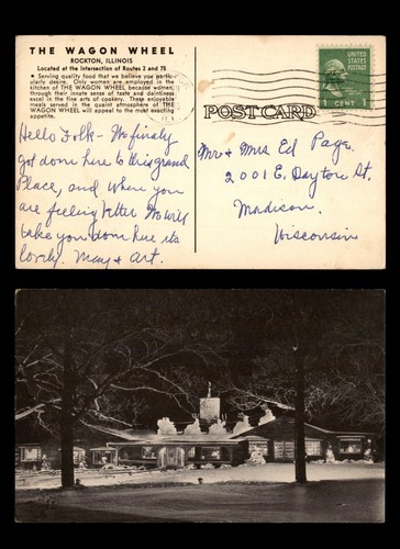Mayfairstamps US Rockton to Madison WI The Wagon Wheel Postcard aam ...