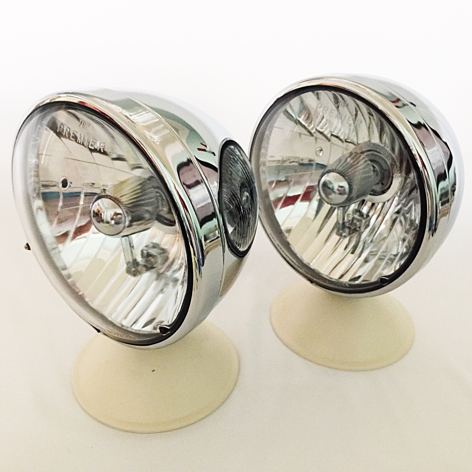 Hot Rod Chrome Deitz Headlights with Clear Halogen H4 Lenses. 7"- 1 ...