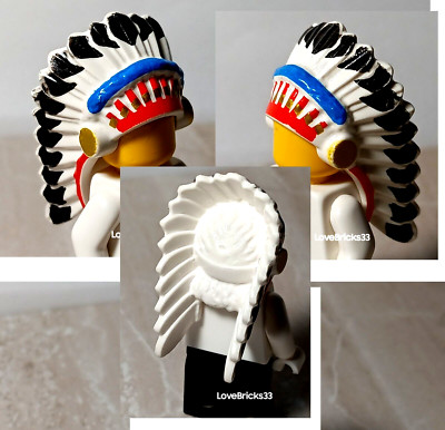 LEGO Native Headdress FEATHERS Printed Chief Dancing Ceremonial Beaded ...