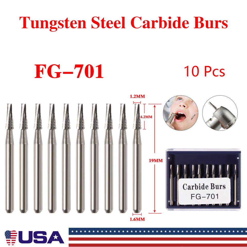 FG701 Carbide Burs FG 701 Bur #701 Friction Grip Quality 100-10PK | eBay