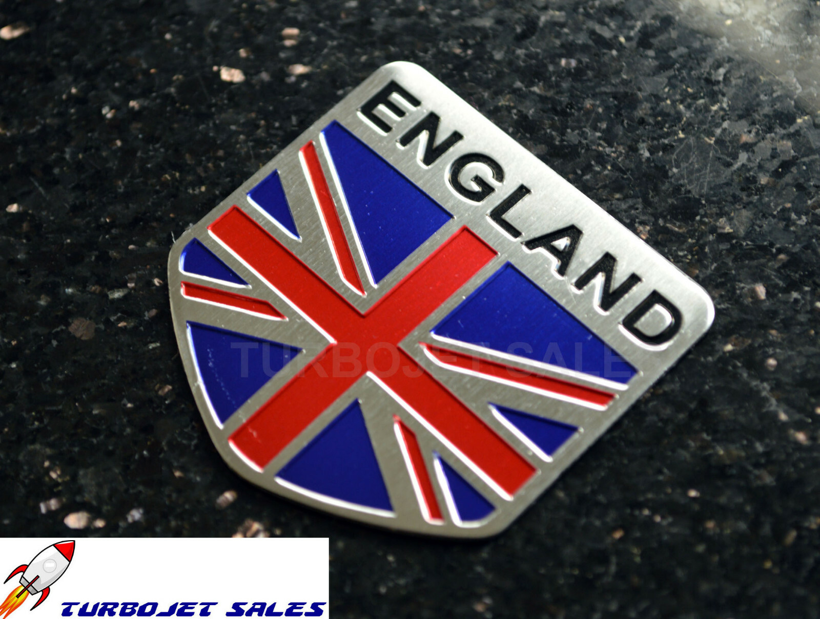 Union Jack England Shield Badge - Brushed Aluminium Classic Car Van ...