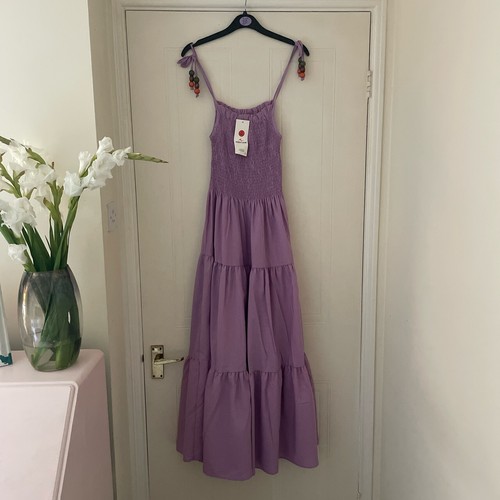 Miss look Lilac Prairie Dress , Shirred Bodice , Tiered Skirt . Sz 14 ...