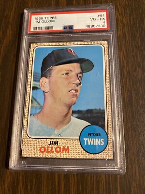 1968 TOPPS #91 Jim Ollom, Minnesota Twins PSA 4 CENTERED! Freshly ...
