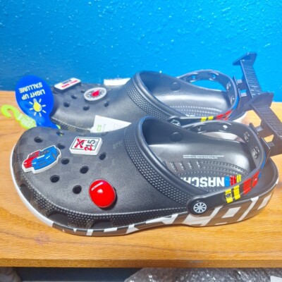 NASCAR × Crocs Classic Clog Mens Sz 12 Black Charms 209474-001 NEW | eBay