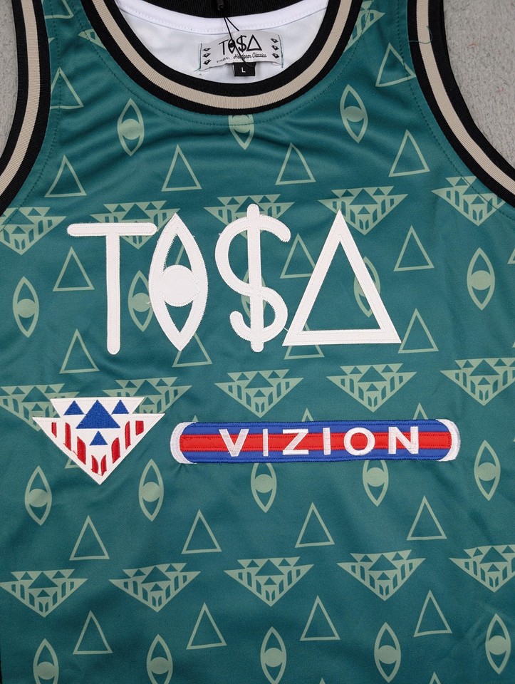 TISA Monogram Jersey Mens Large Green Basketball Headgear Classics HGC ...