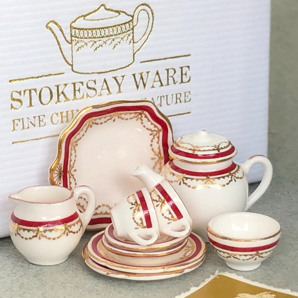 NEW Doll's House Bone China 'Sovereign Red' Tea Set For Two by STOKESAY ...