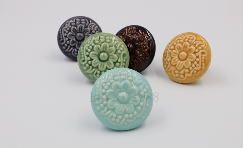 Ceramic Cameo Bas-relief Cabinet Knob Handle Antique Drawer Pull Rural ...