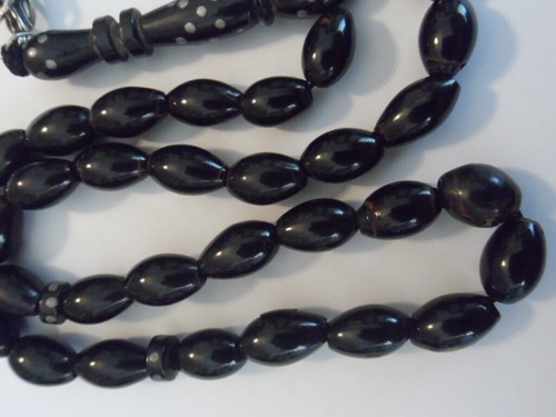 Antique Black Coral beads - Yusr- Red Sea 33 Prayer Beads Islamic ...