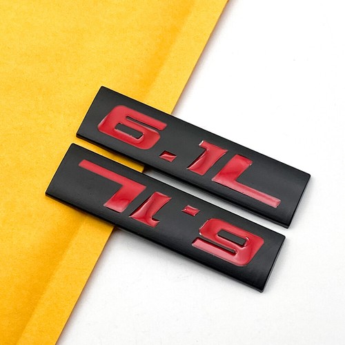 2x Black & Red 6.1L Car Emblem Metal V6 V8 Logo SUV Racing Engine Badge ...