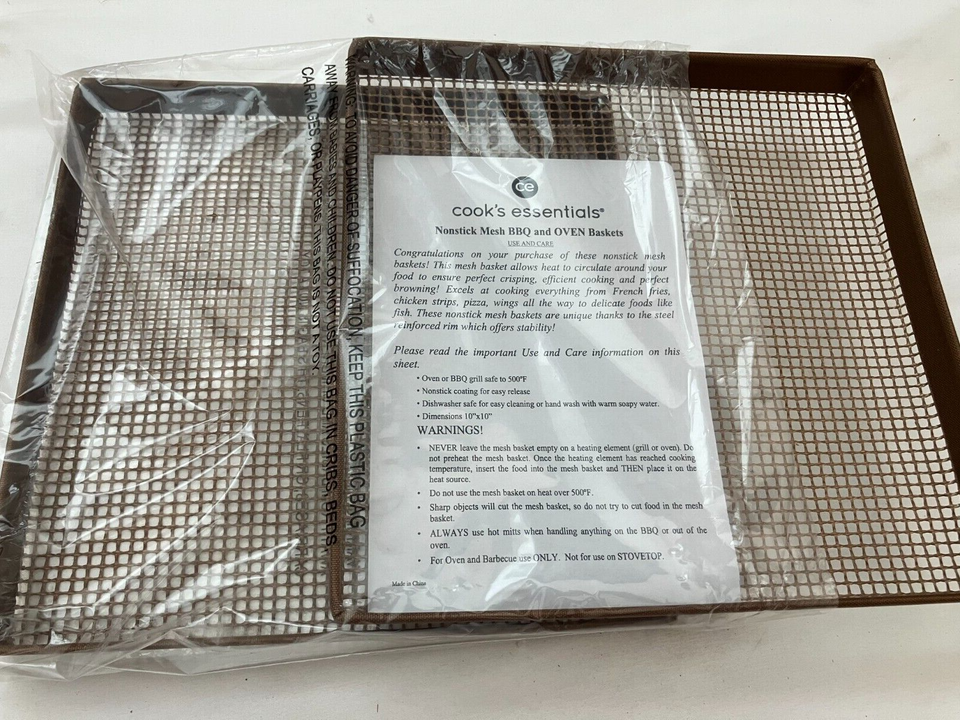 Cook's Essentials Set of (2) 10"x10" Mesh Cooking Trays - Copper k52018 ...