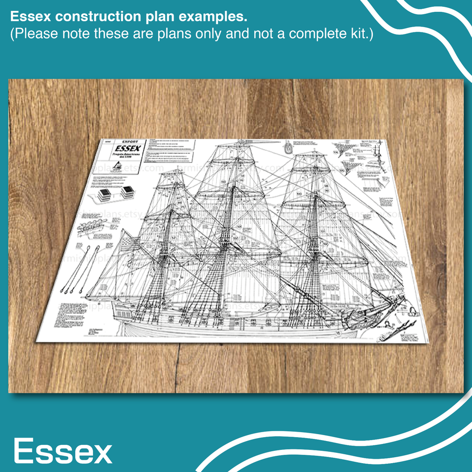 Essex Wooden Ship Model Draft Plans | 5 Tif Files| DIGITAL PLANS | eBay