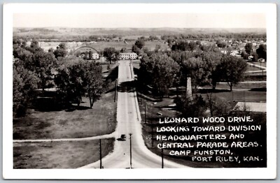 Postcard RPPC Kansas Fort Riley Camp Funston Leonard Wood Dr 10th Inf ...