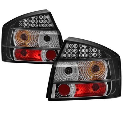 Audi 02-05 A4 S4 Quattro B6 4Dr Sedan Black LED Rear Tail Lights Brake ...
