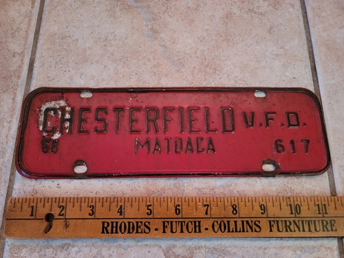 Vintage 1968 Fire Department Chesterfield Matoaca License Plate Topper ...