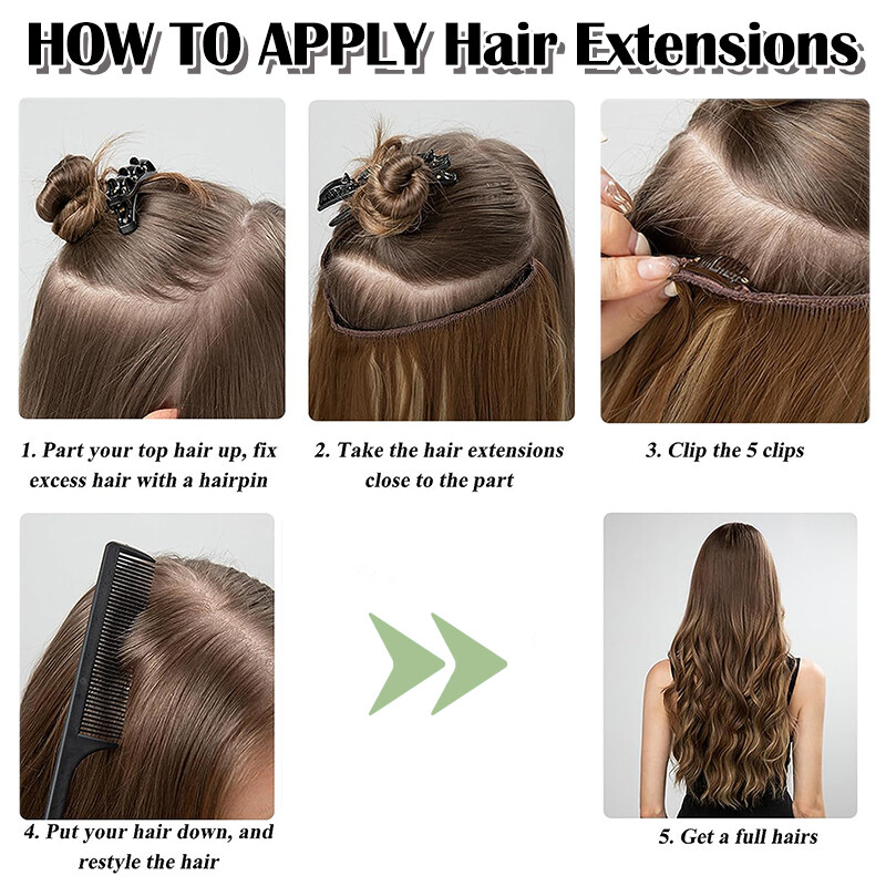 REAL Remy V-shaped Clip In 100% Human Hair Extensions One Piece 3/4 ...