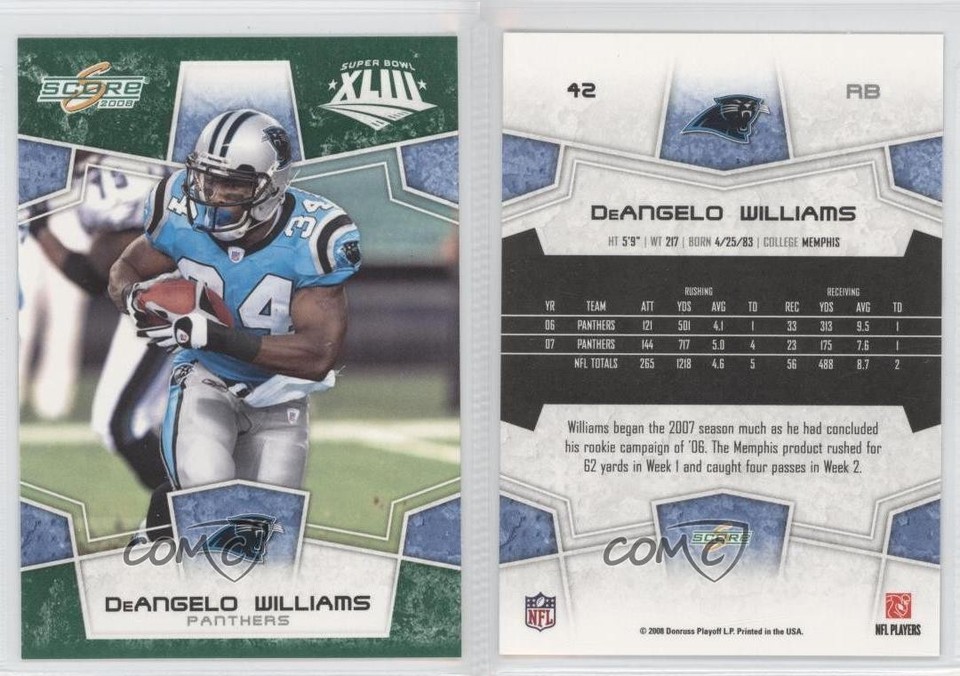2008 Score Factory Set Green DeAngelo Williams #42 0b6 | eBay