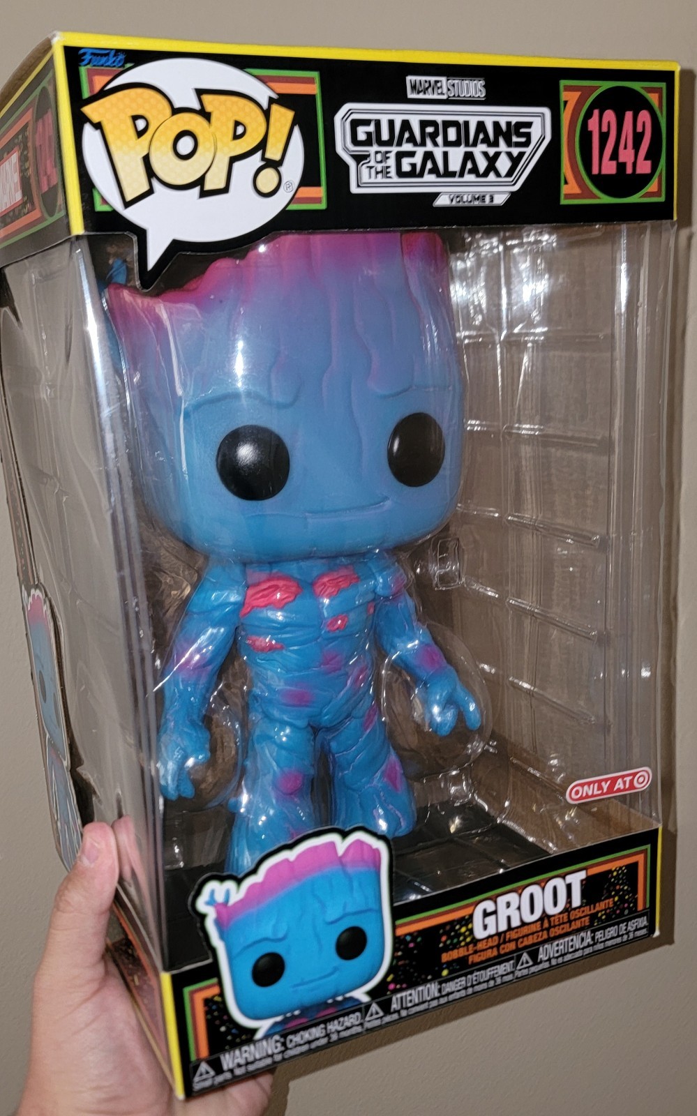 Funko Pop Groot 1242 Jumbo 10" Black Light Marvel Guardians of the ...