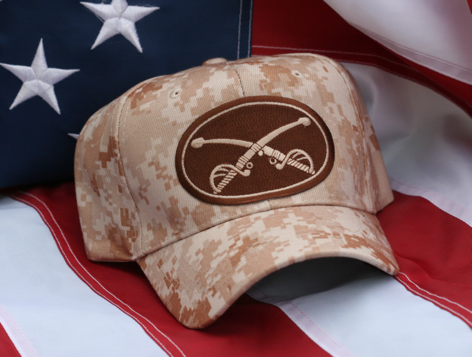 CAVALRY DESERT CAMOUFLAGE HAT AIR CAV WOWAH PIN UP US ARMY CROSS SABERS ...