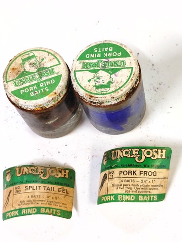 (2) Vintage Uncle Josh Pork Rind #11 Frog in Glass In Bottle Lot of 2 ...