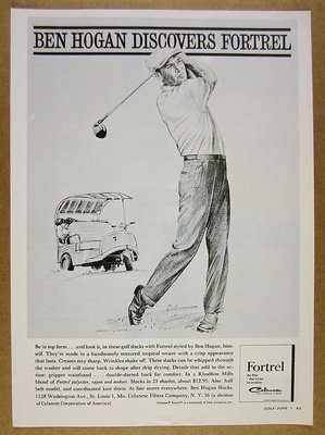 1962 Ben Hogan swing drawing art Fortrel Golf Slacks vintage print Ad ...