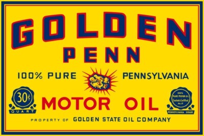 Golden Penn Motor Oil from Golden State Oil Co. NEW Steel Sign 30x40 ...