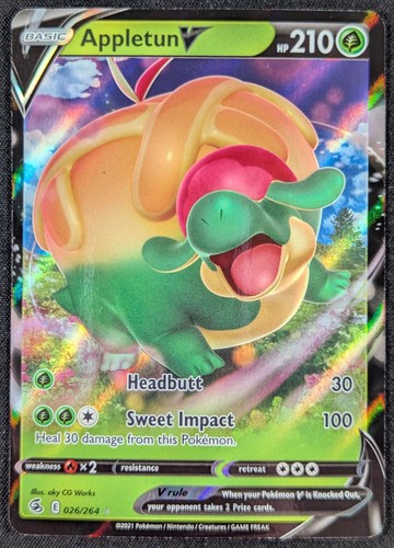 Appletun V 2021 Fusion Strike Full Art Ultra Rare Holo Pokemon Card 026 ...