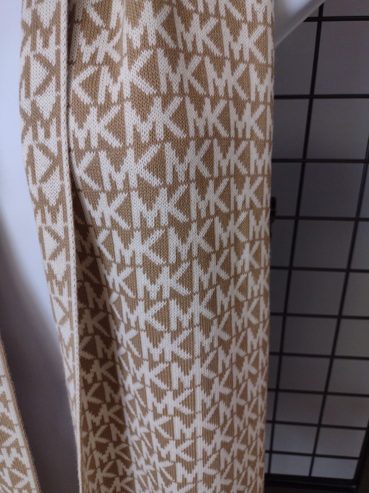 Michael Kors MK Signature Scarf Tan Creme Knit Wrap Reversible New | eBay