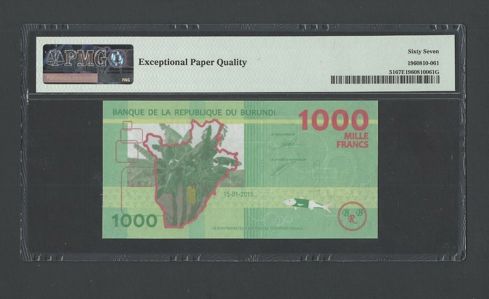 Burundi 1000 Francs 15-1-2015 P51 Uncirculated Grade 67 | eBay