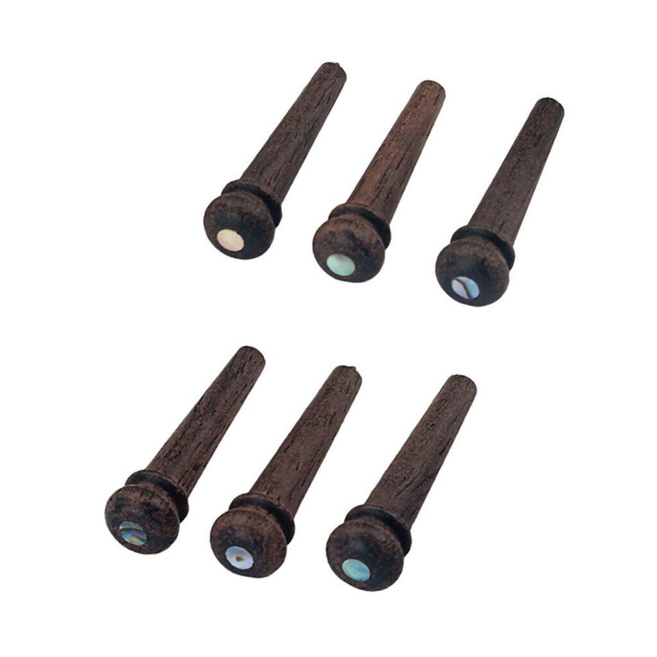 6Pack Rosewood Guitar Bridge Nails String Pins W/ Green Pearl Shell Dot ...