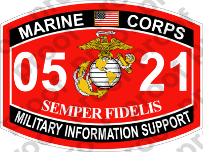 STICKER USMC MOS 0521 MILITARY INFORMATION SUPPORT ooo USMC Lisc No ...