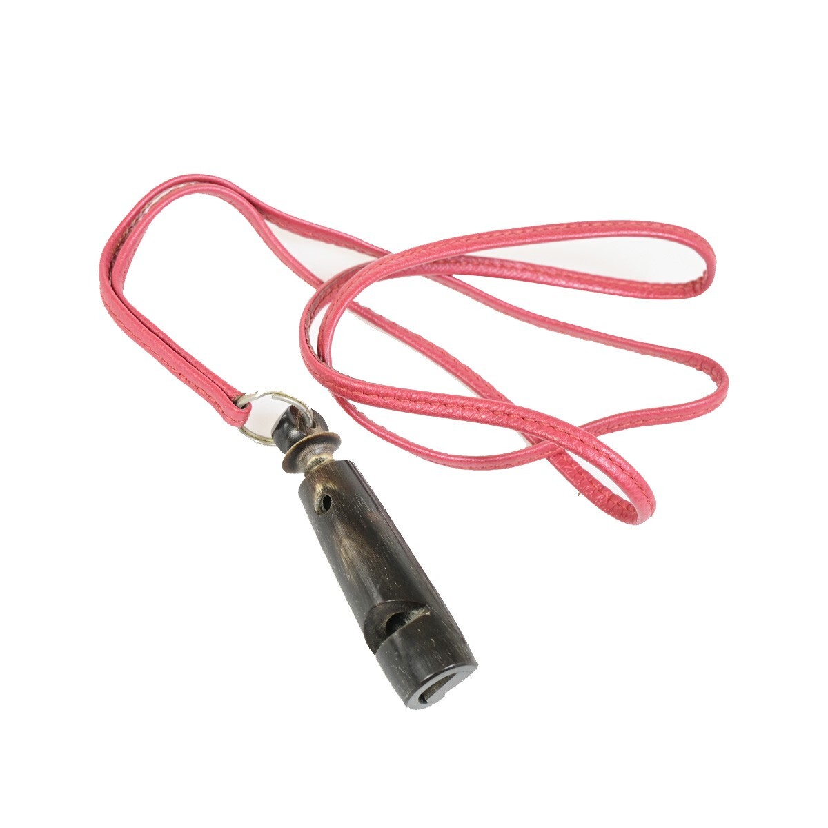 HERMES Logo Wood Whistle Pendant String Necklace Brow… - Gem