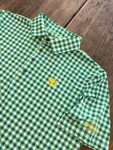 Coby Stevens Golf Polo Sz XL Green Plaid Black Jack’s Crossing Lajitas ...