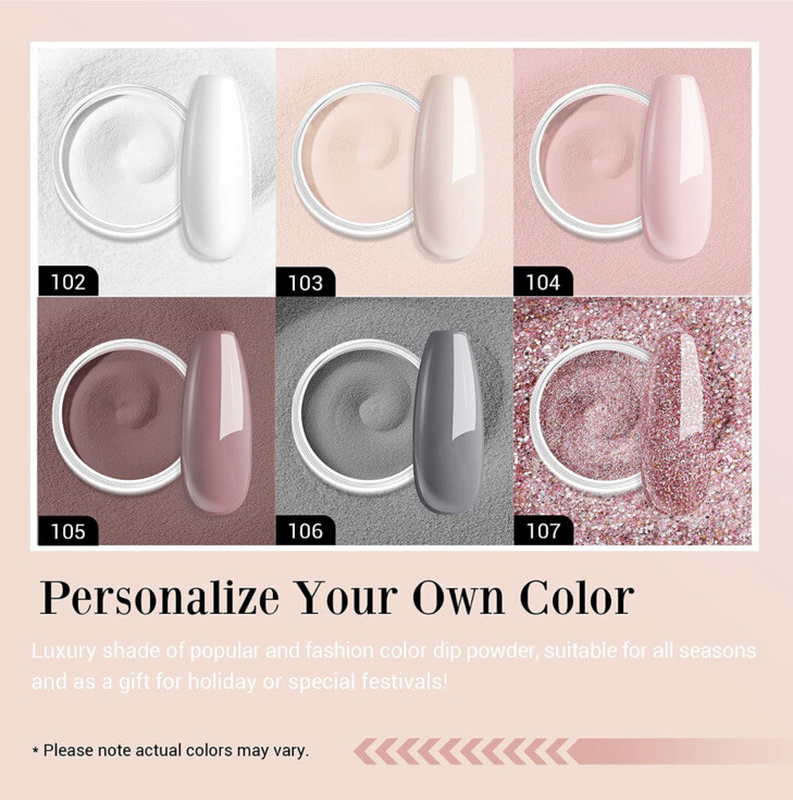 6 Dip Powder Nail Kit Colors Glitter Dipping Set French Pink Glitter ...