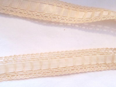 10 Yards - Beautiful 5/8" IVORY Ladder LACE with 1/4" SATIN RIBBON Trim ...
