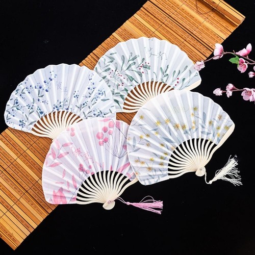 1Pcs Summer Retro Fans Japanese Silk Cloth Durable Folding Fan | eBay ...