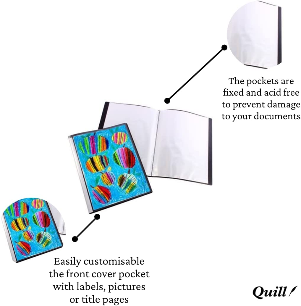 , Fixed Insert Display Book, PP, A2, 20 Pockets, Black | eBay