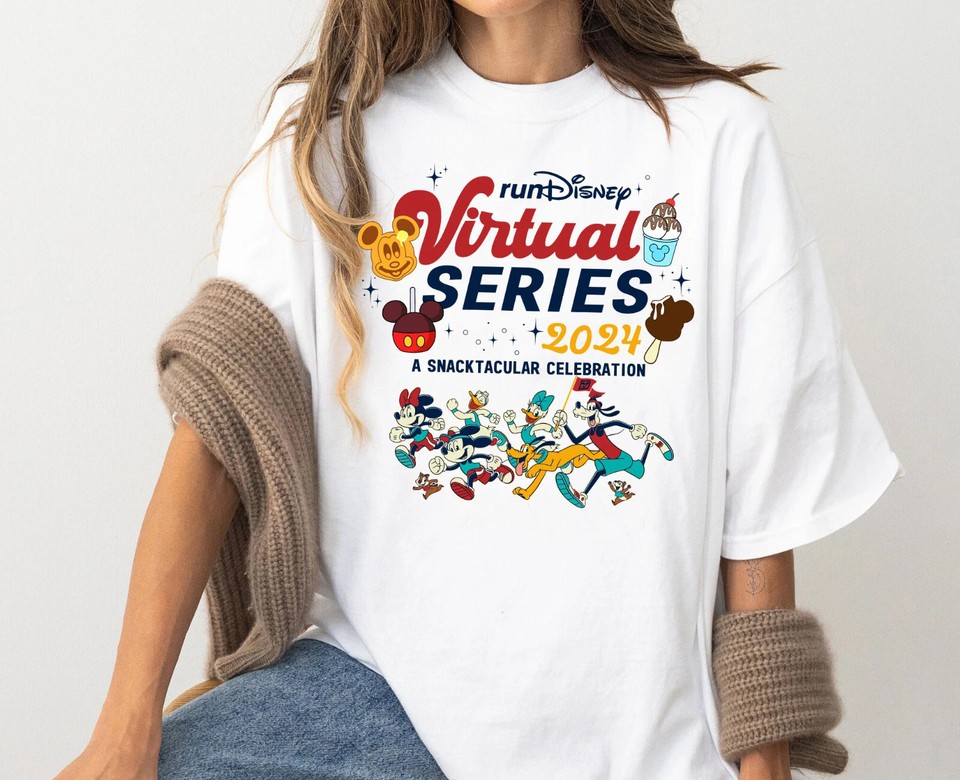 RunDisney Virtual Series 2024 Mickey And Friends Unisex T-Shirt | eBay