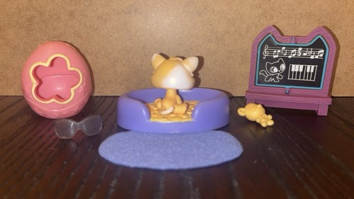 Littlest Pet Shop LPS #114 Orange Golden Brown Kitten with Purple Eyes ...