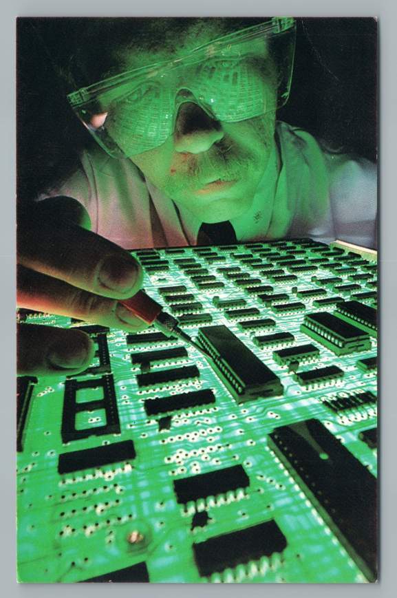Engineer w Circuit Boards ITT Courier Advertising Vintage Digital ...