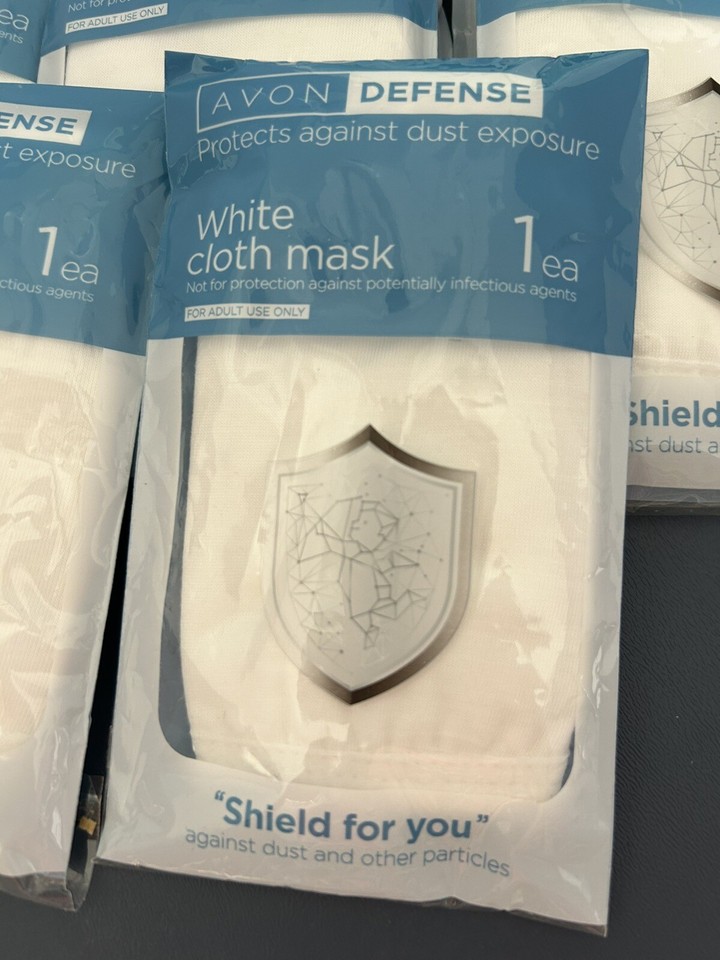 Lot of 8 Avon Defense White Cloth Masks Adult Size Cotton Blend NEW | eBay