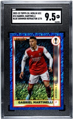 2022-23 TOPPS MERLIN#15 GABRIEL MARTINELLIBLUE SHIMMER REFRACTOR /75 ...