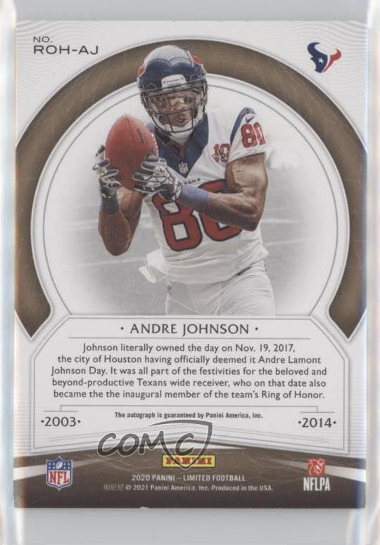 2020 Panini Limited Ring of Honor Auto /99 Andre Johnson #ROH-AJ Auto ...