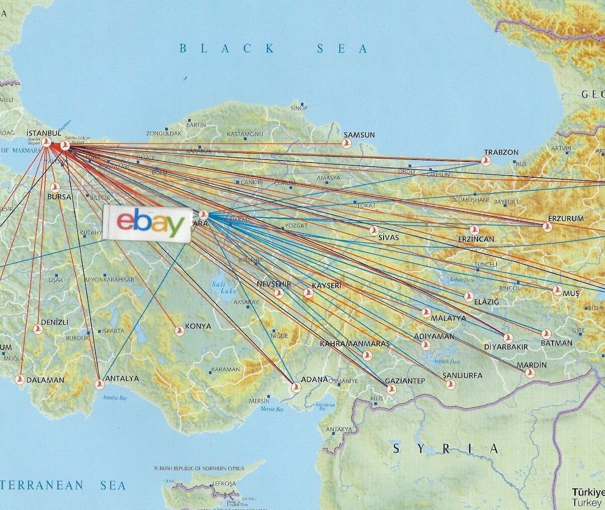TURKISH AIRLINES THY FLEET CHART & ROUTE MAPS 5 PGS A330-A340-A310-A321 ...