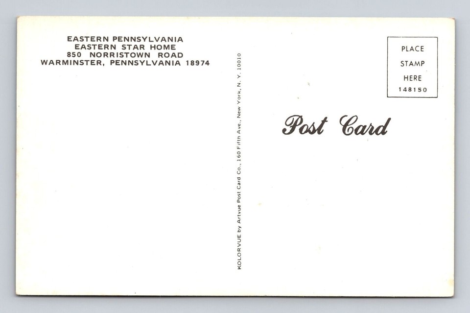 Warminster PA-Pennsylvania, Eastern Star Home, Antique Souvenir Vintage ...