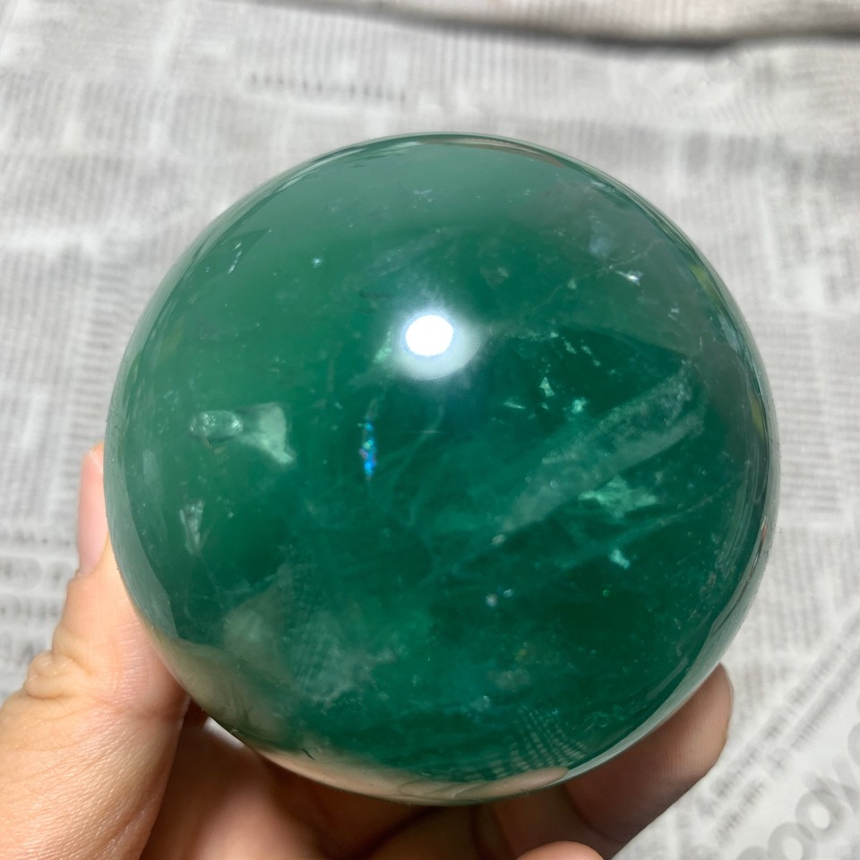 482g Natural Firefly Stone Ball Colorful Quartz Crystal Gem Restoration ...