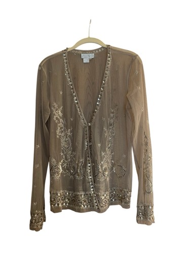 Vintage Sheer Open Front Top W Sequin | eBay
