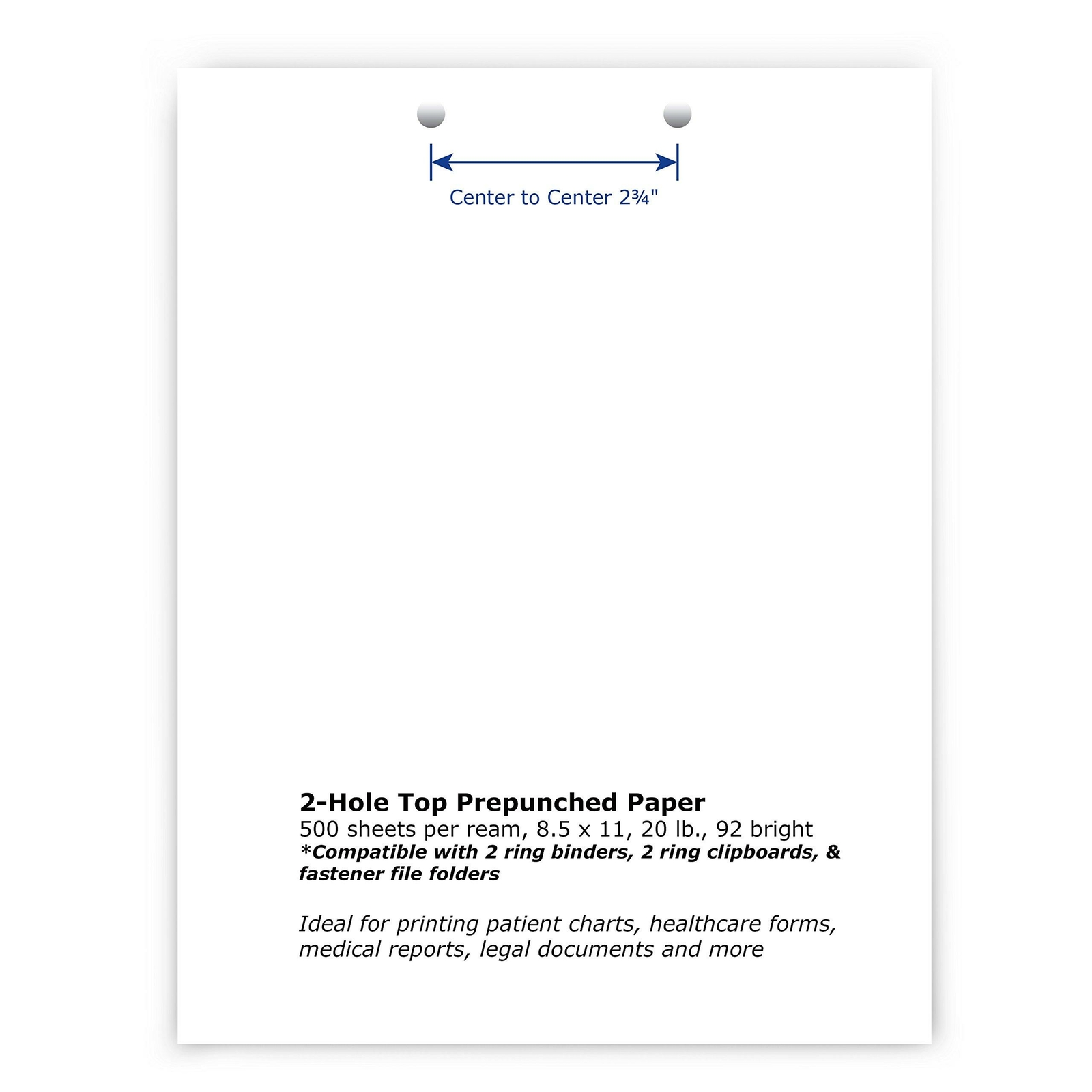 PrintWorks Professional Pre Punched Paper, 2 Hole Punch Top For 2 Ring ...